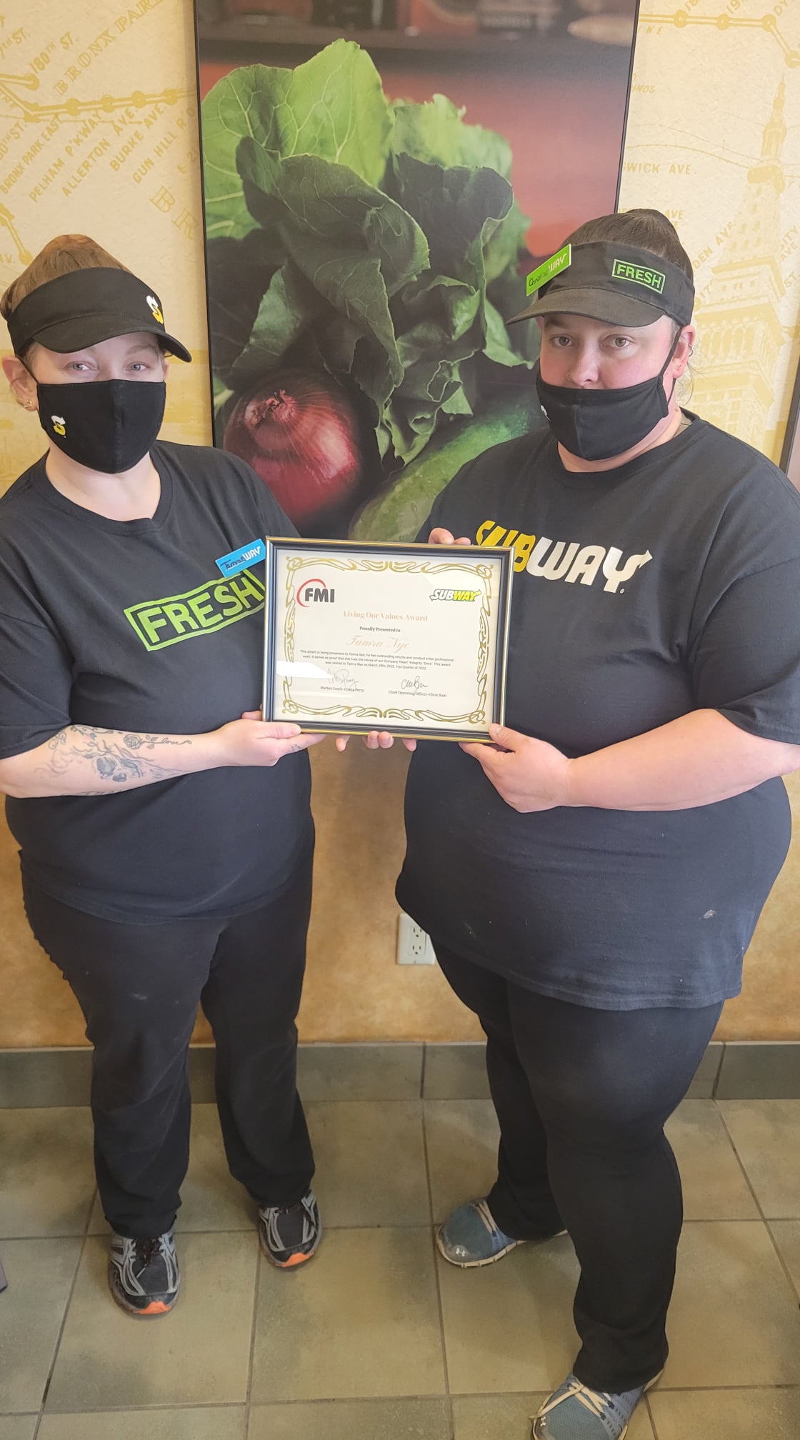 Q1 Living Our Values - Subway Award - Franchise Management Inc